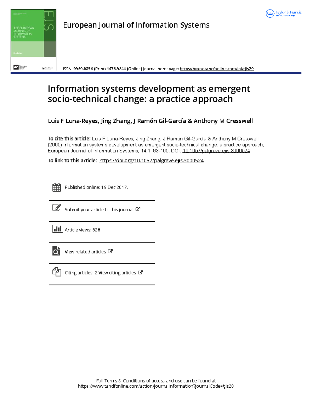 Information systems development as emergent socio technical change a ...