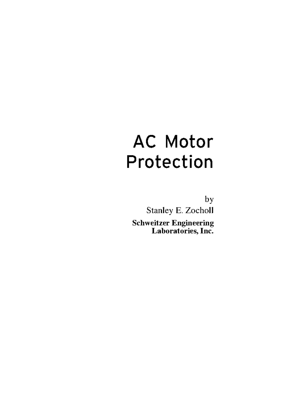AC-Motor-Protection - AC Motor Protection by Stanley E. Zocholl ...