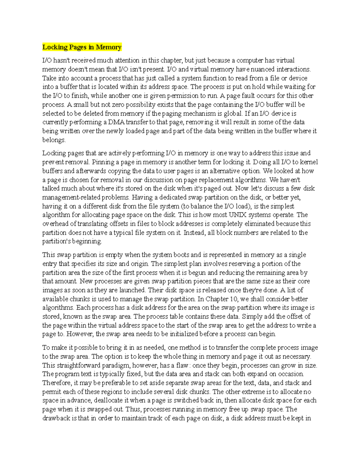 Locking Pages in Memory - I/O and virtual memory have nuanced ...