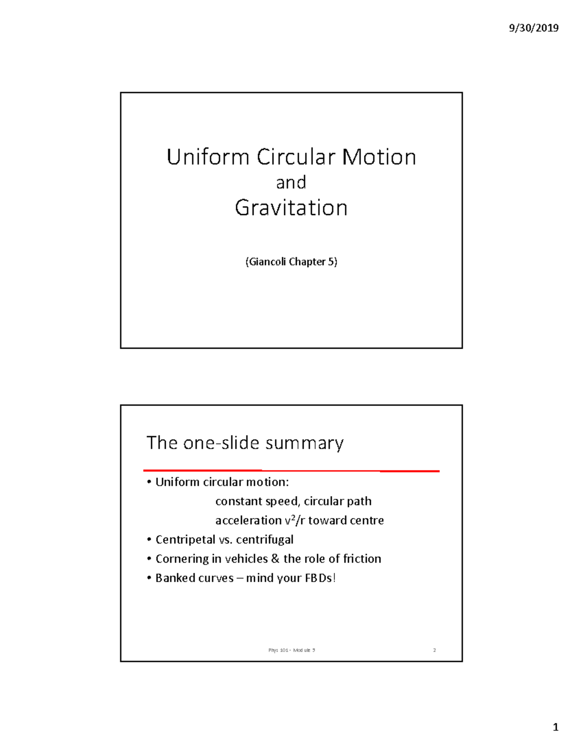 Module 5 - Circular-motion-and-gravitation pre lecture - Uniform ...