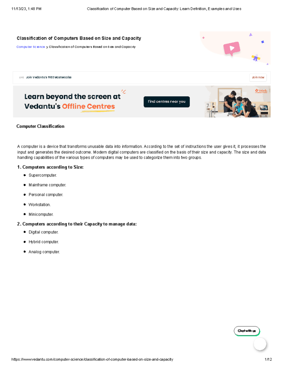 Classification of Computer Based on Size and Capacity Learn Definition ...