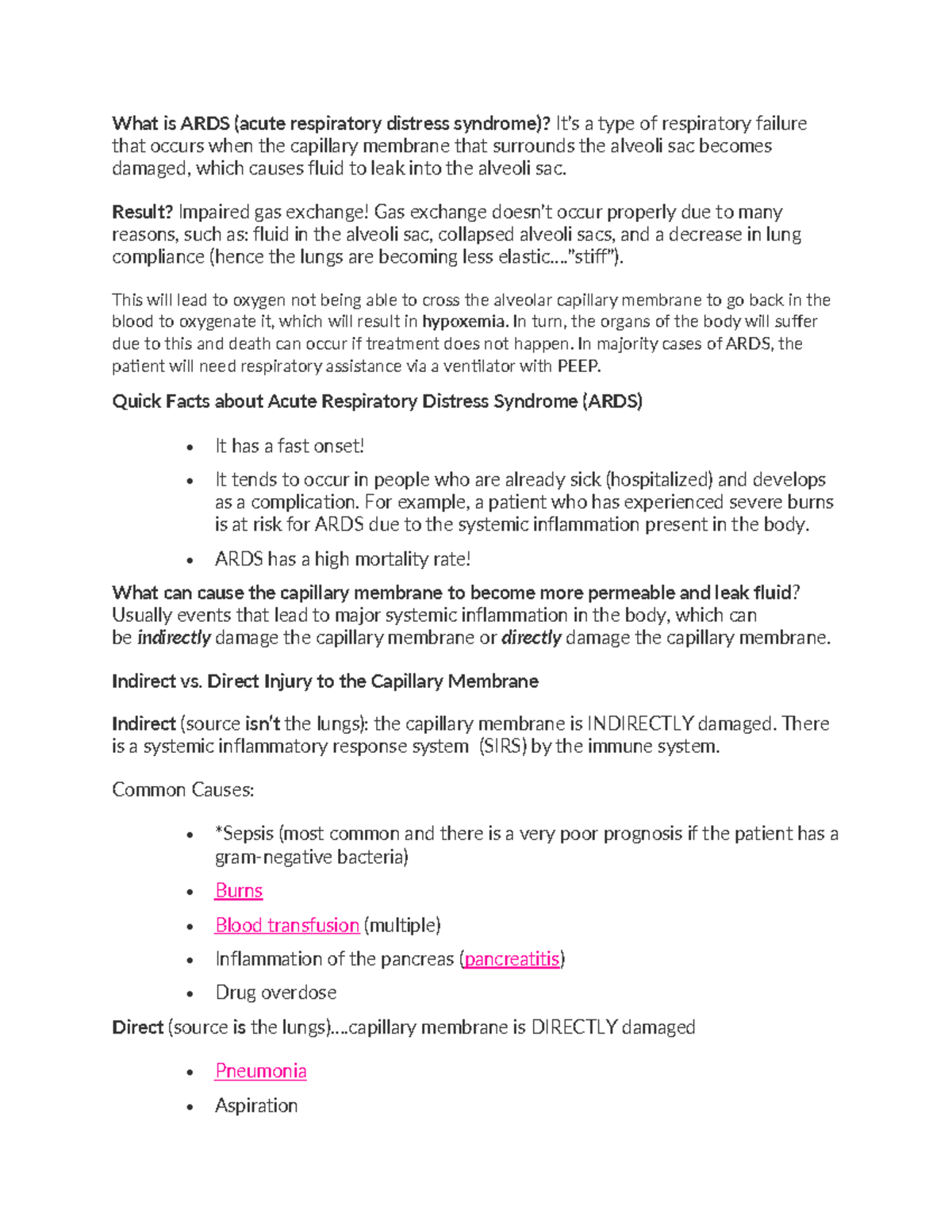 Handouts-ARDS - Acute respiratory distress syndrome handout - What is ...