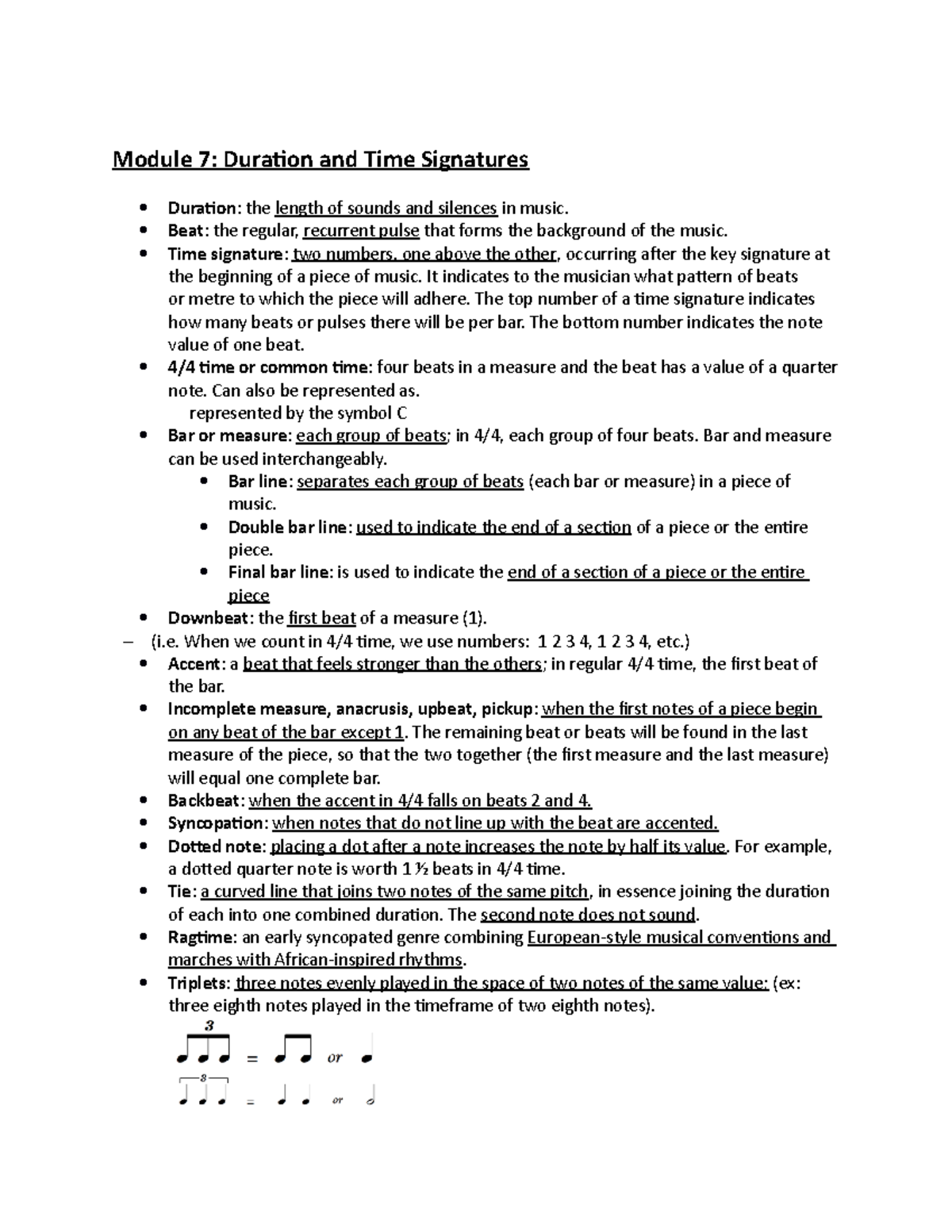 Module Notes Post Midterm - Module 7: Duration and Time Signatures ...