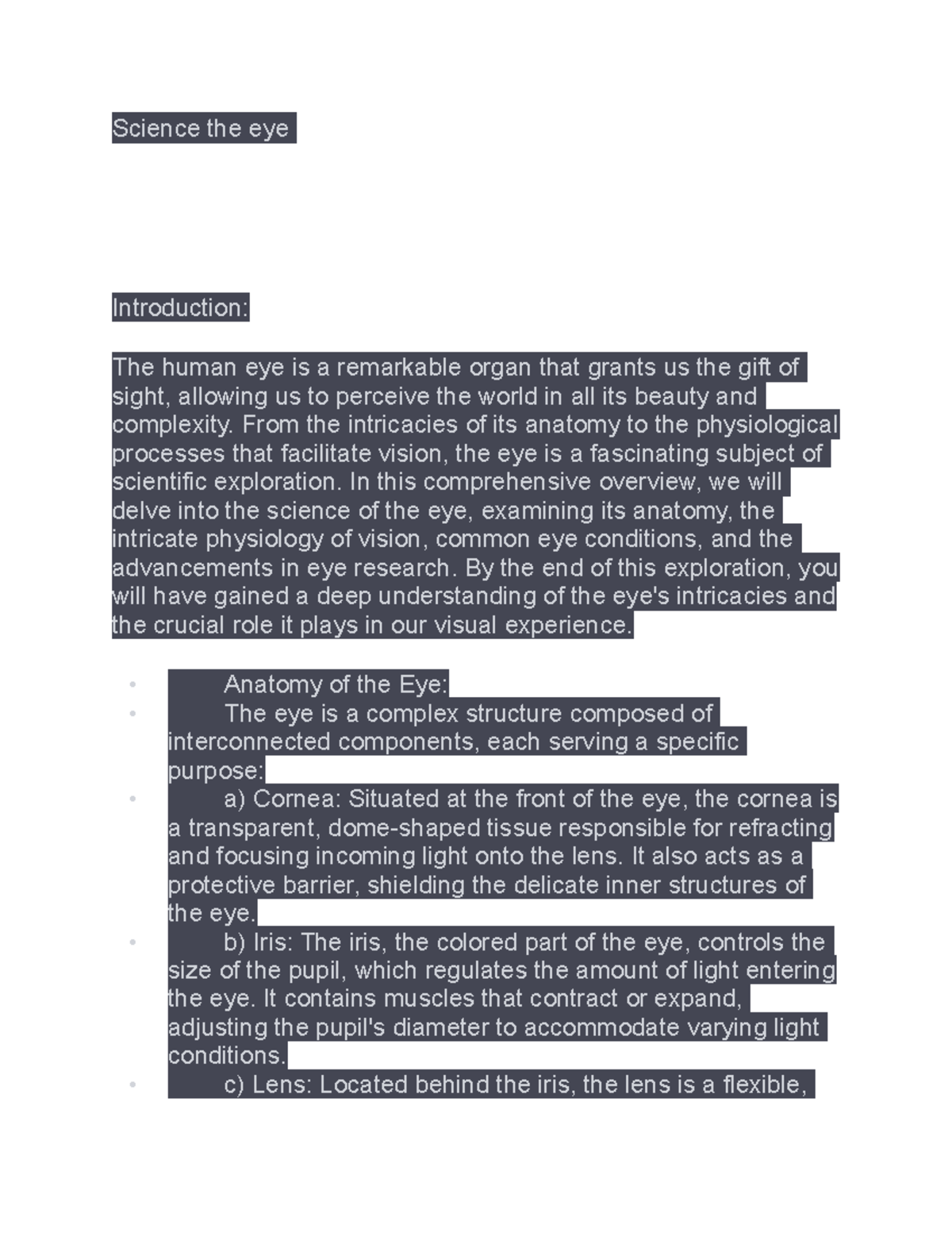 Science the eye. - Explains all you need to know on the eye in extreme ...