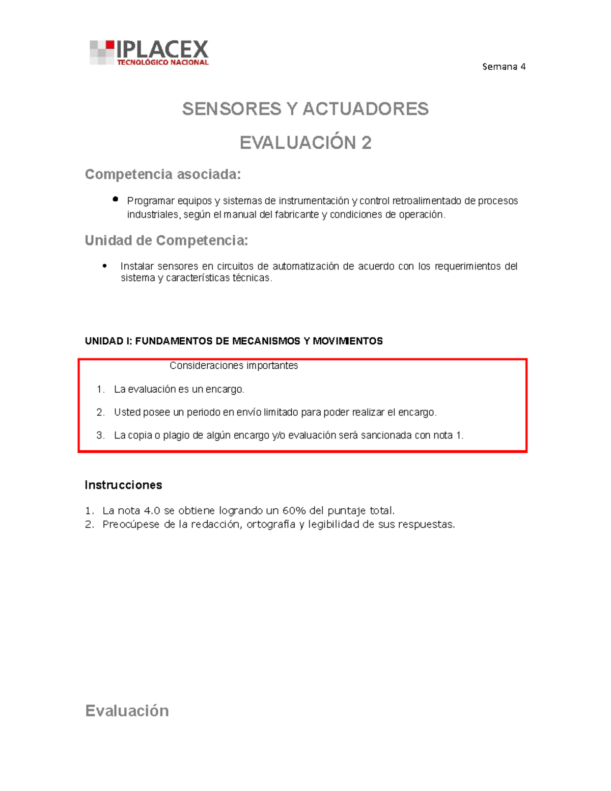 Instruc 1 Eva 2 - paso a paso de evaluacion - SENSORES Y ACTUADORES ...