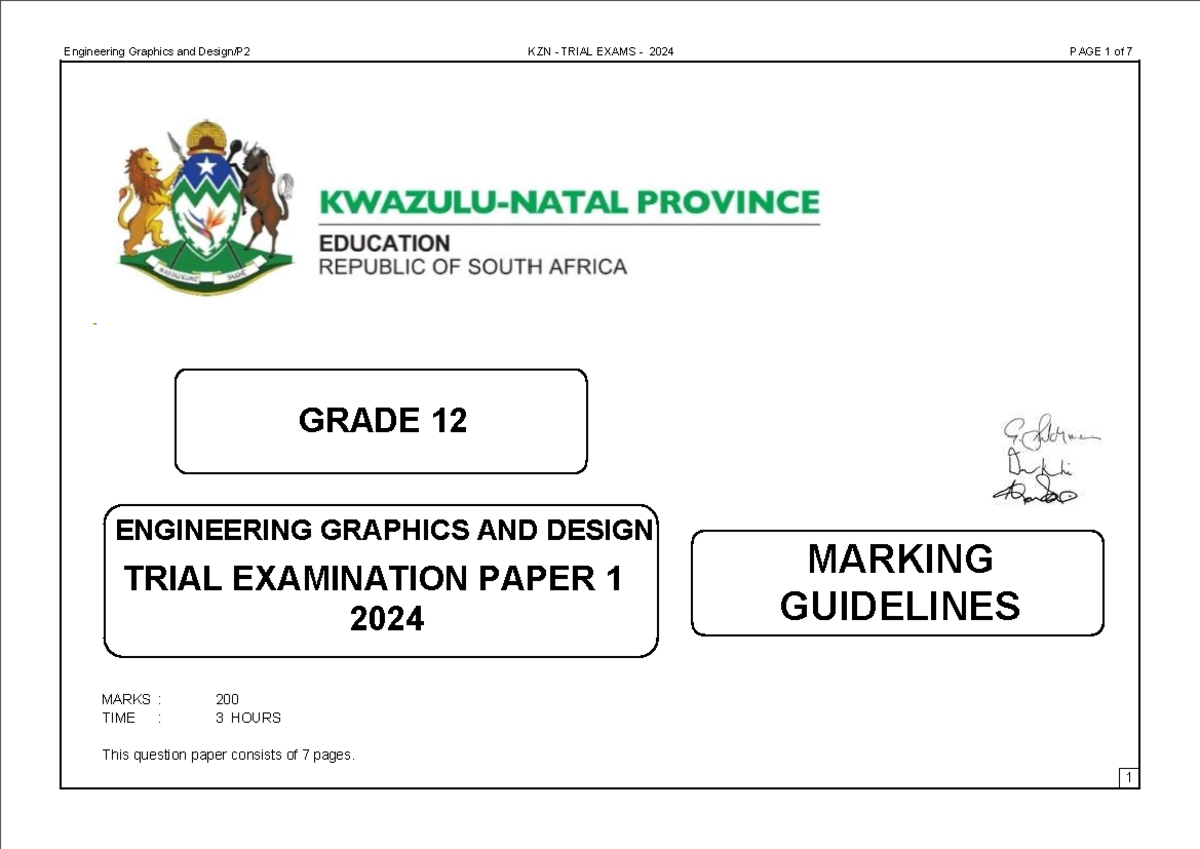 G12 T2024P1MG - Memo - GRADE 12 TRIAL EXAMINATION PAPER 1ENGINEERING ...