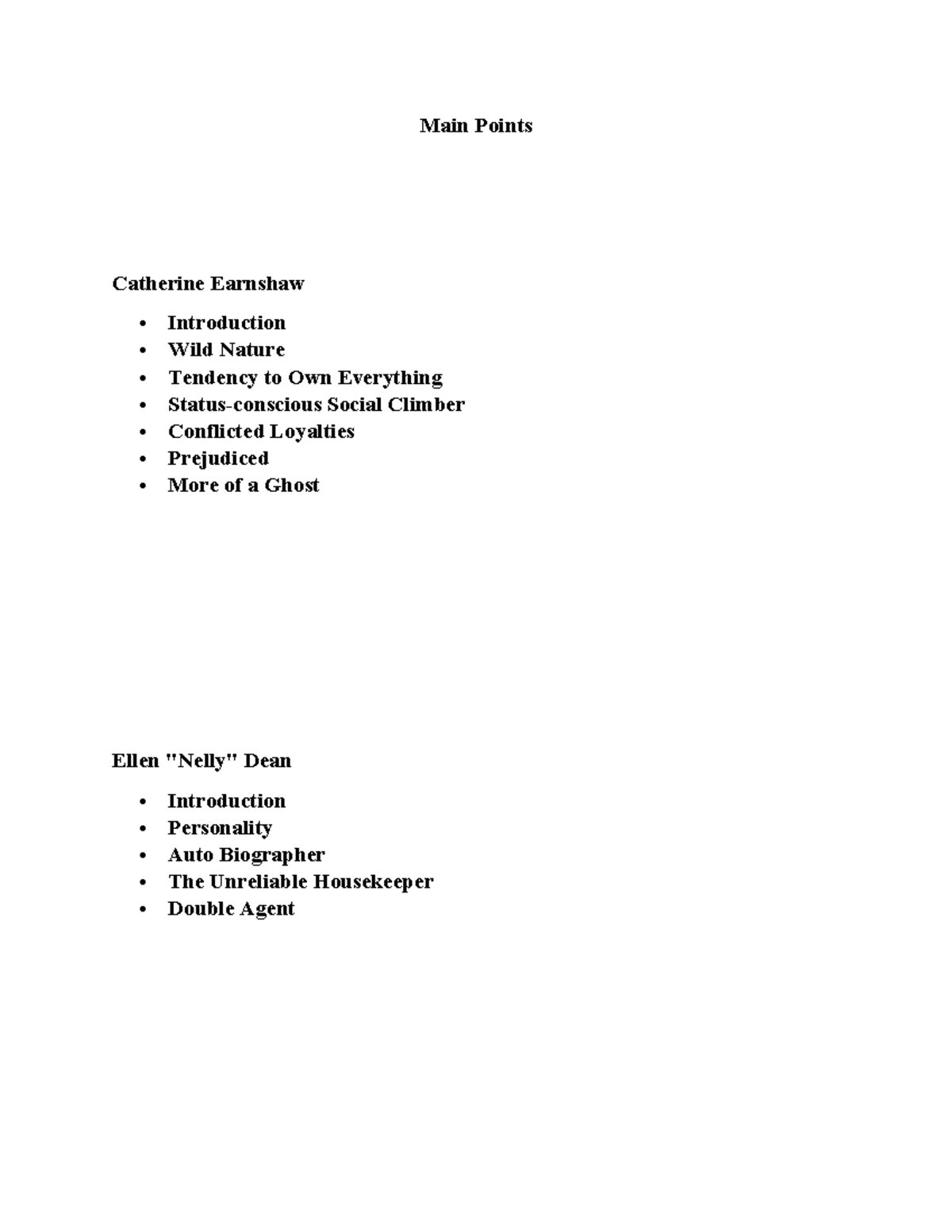 Character Analysis of Wuthering Heights - Main Points Catherine ...
