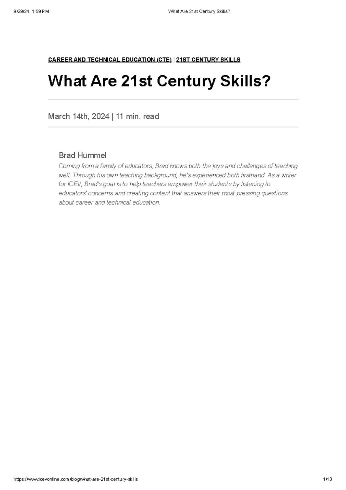 What Are 21st Century Skills - CAREER AND TECHNICAL EDUCATION (CTE ...
