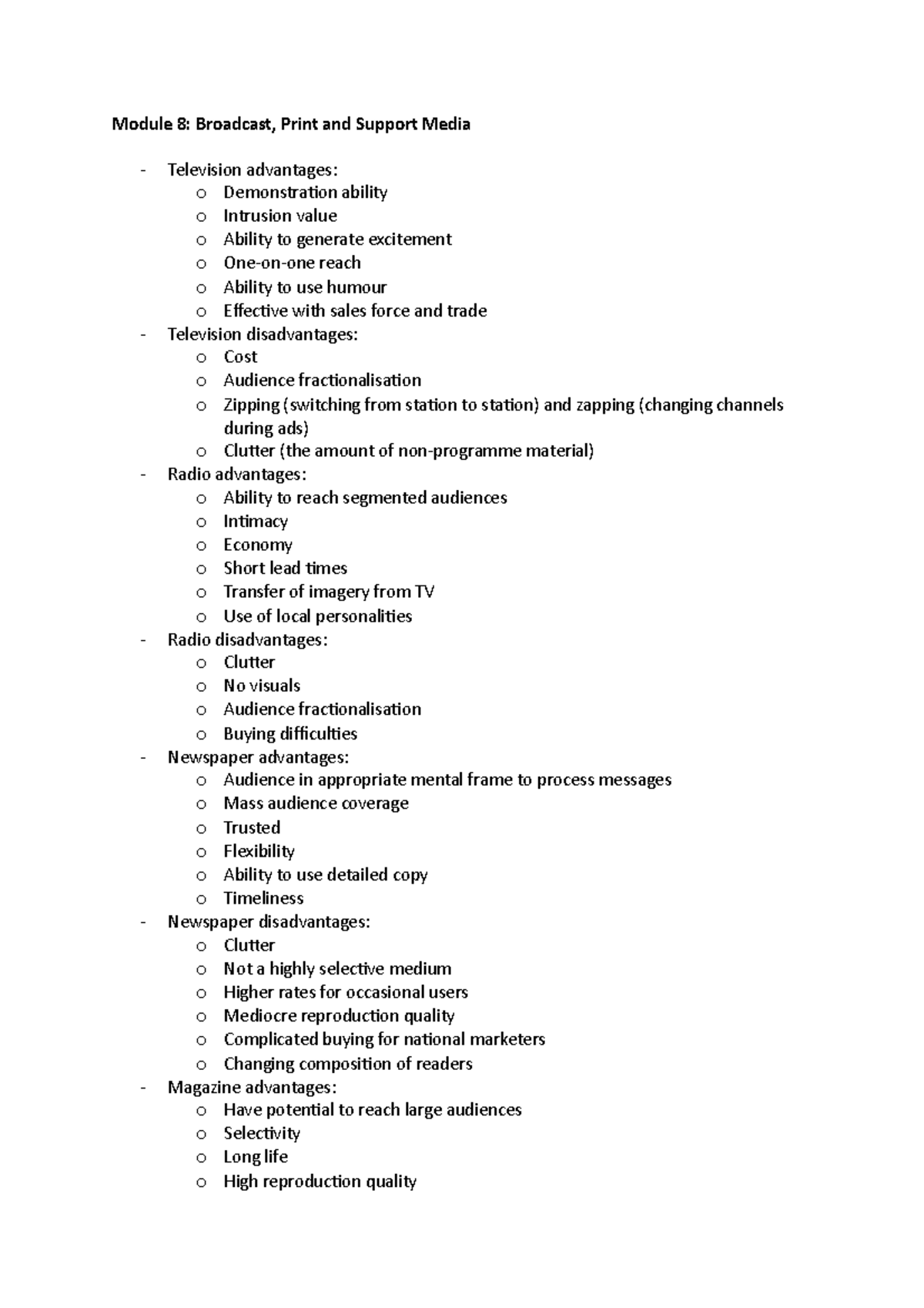 Marketing Communications - Broadcast Media, Print and Support Media ...