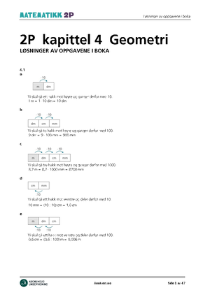 Matteregler til del 2 prøve i Matte P2 - Innhold Formler som forventes ...