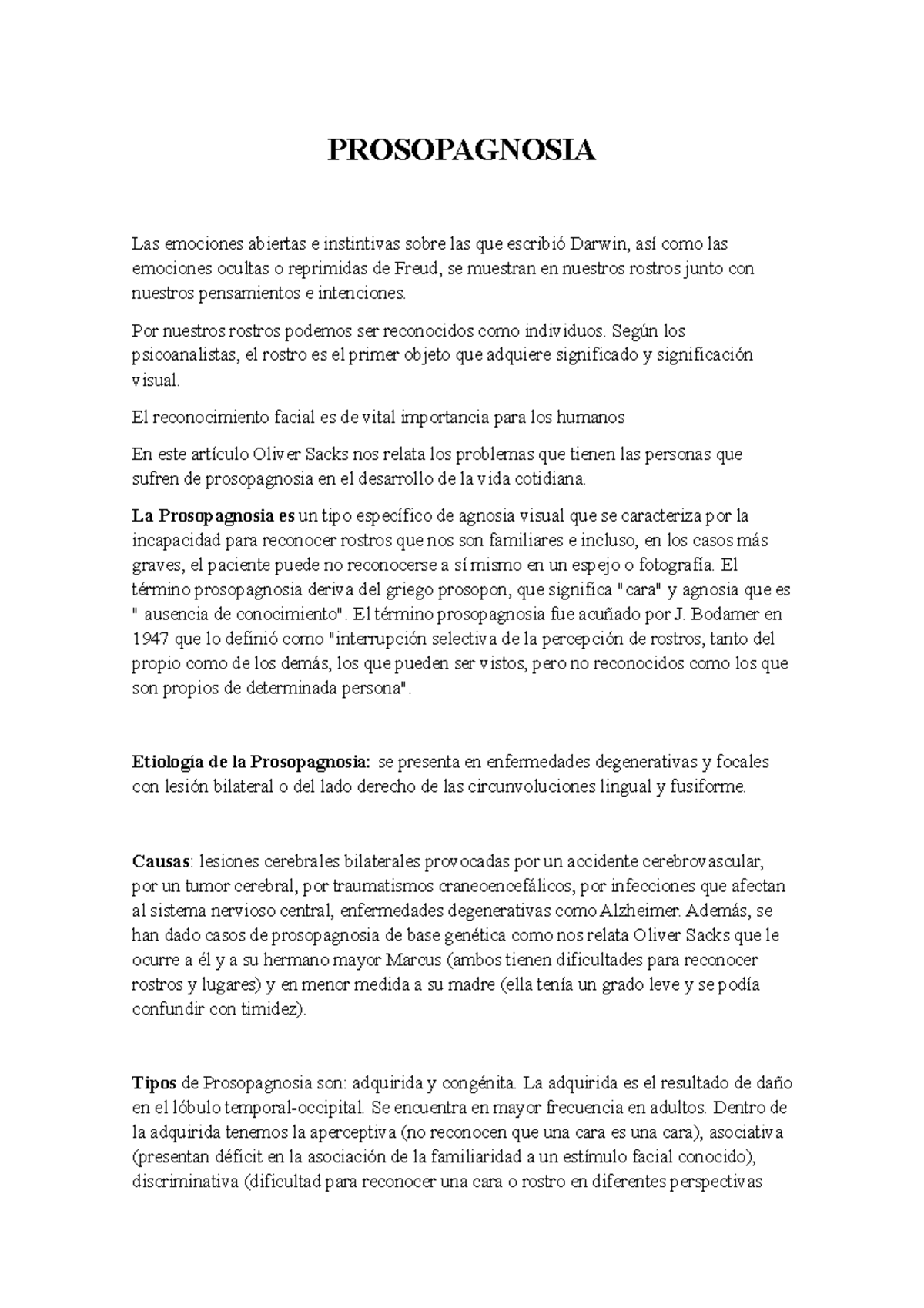 Trabajo Voluntario Prosopagnosia - PROSOPAGNOSIA Las emociones abiertas ...