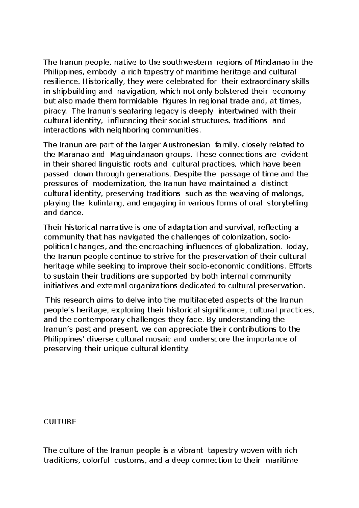 Iranun People - Culture - The Iranun people, native to the southwestern ...