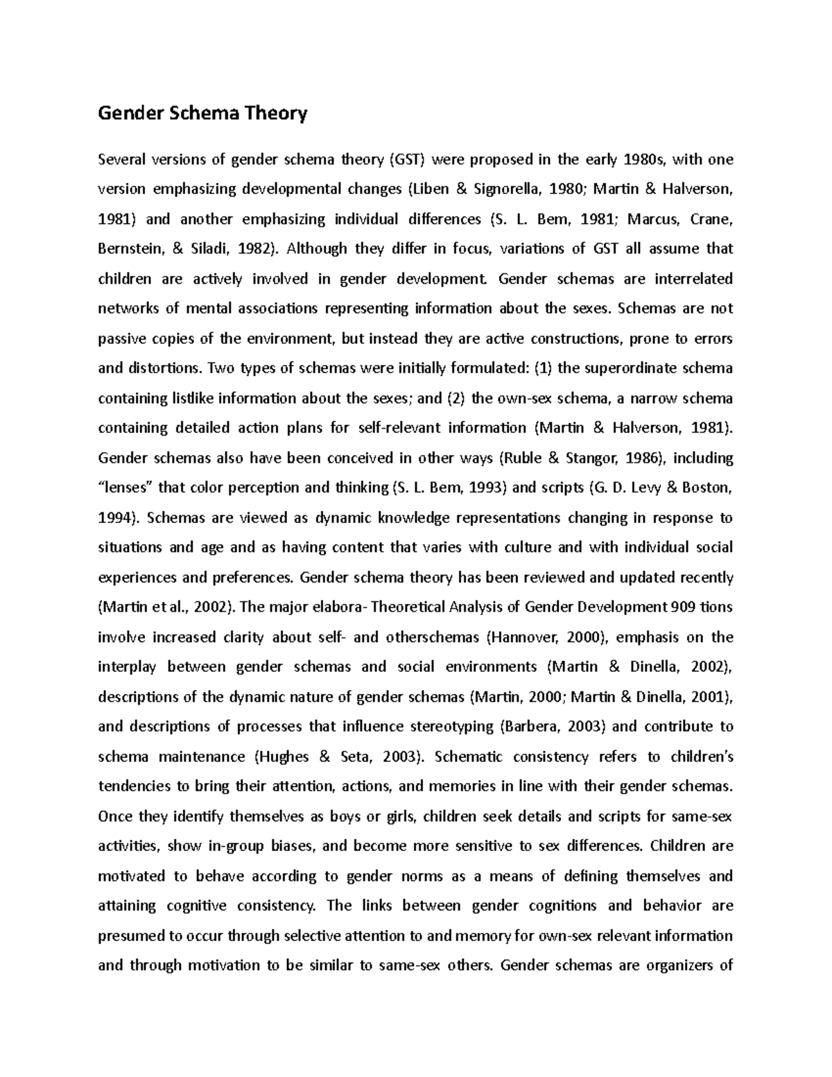 Gender Schema Theory - Gender Schema Theory Several versions of gender ...