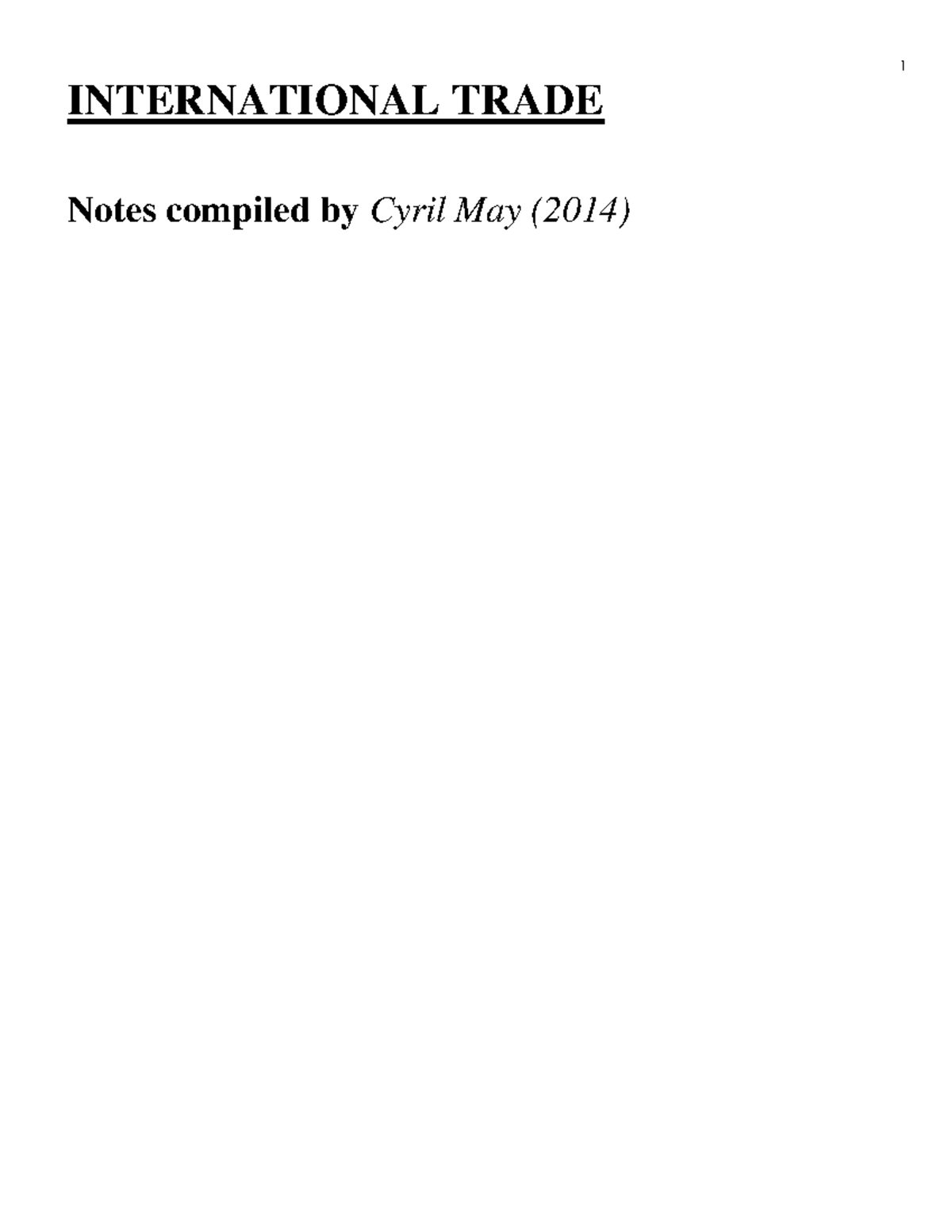 International Trade Notes (59 pages) - INTERNATIONAL TRADE Notes ...