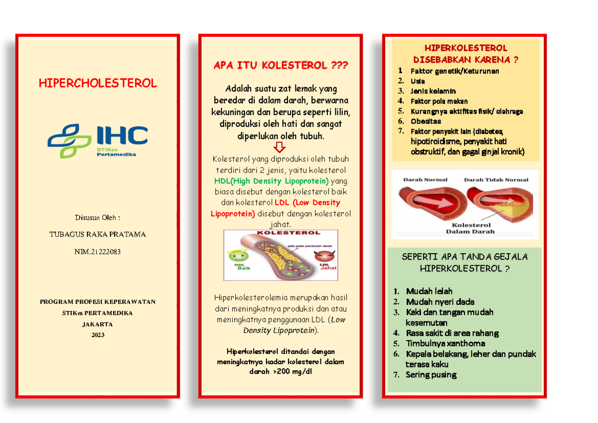 Leaflet Hiperkolesterol - HIPERCHOLESTEROL Disusun Oleh : TUBAGUS RAKA ...