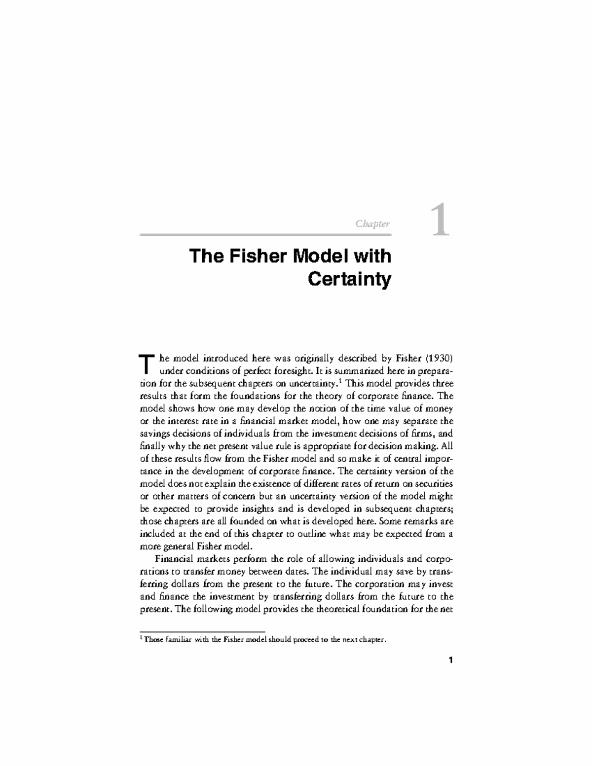 Fischer separation model - Chap琀攀r The Fisher Model with Certainty 1 T ...