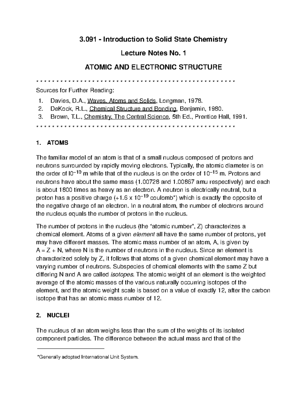 Handouts Witt Lecture Notes 1 - 3 - Introduction to Solid State ...