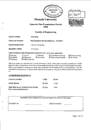 Tutorial 2 solutions - MEC 2403/MAE 2401 Problem Set Q1. An 80-m-long wire of 5-mm diameter is ...