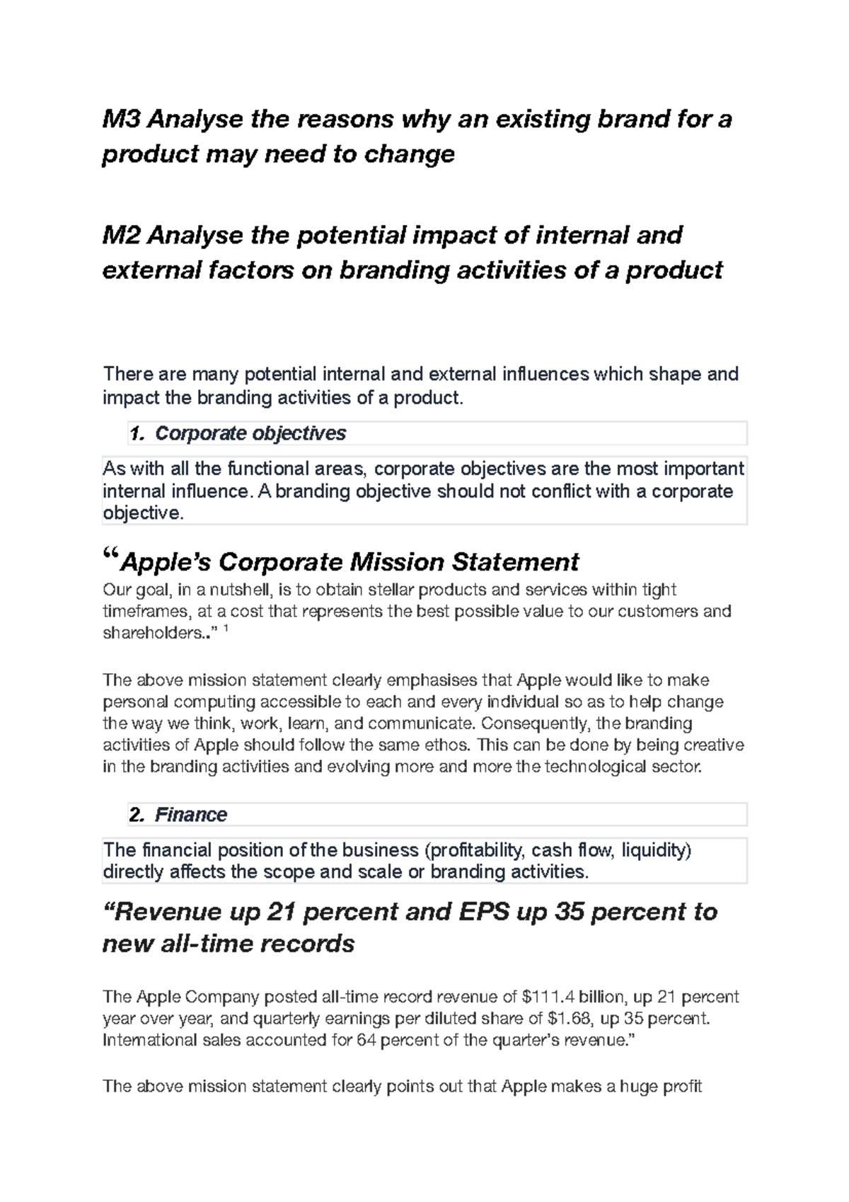 Unit 28 M2 M3 Branding - M3 Analyse the reasons why an existing brand ...
