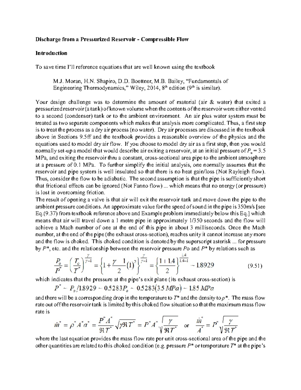 MAAE3300 Discharge from a Pressurized Reservoir - Discharge from a ...