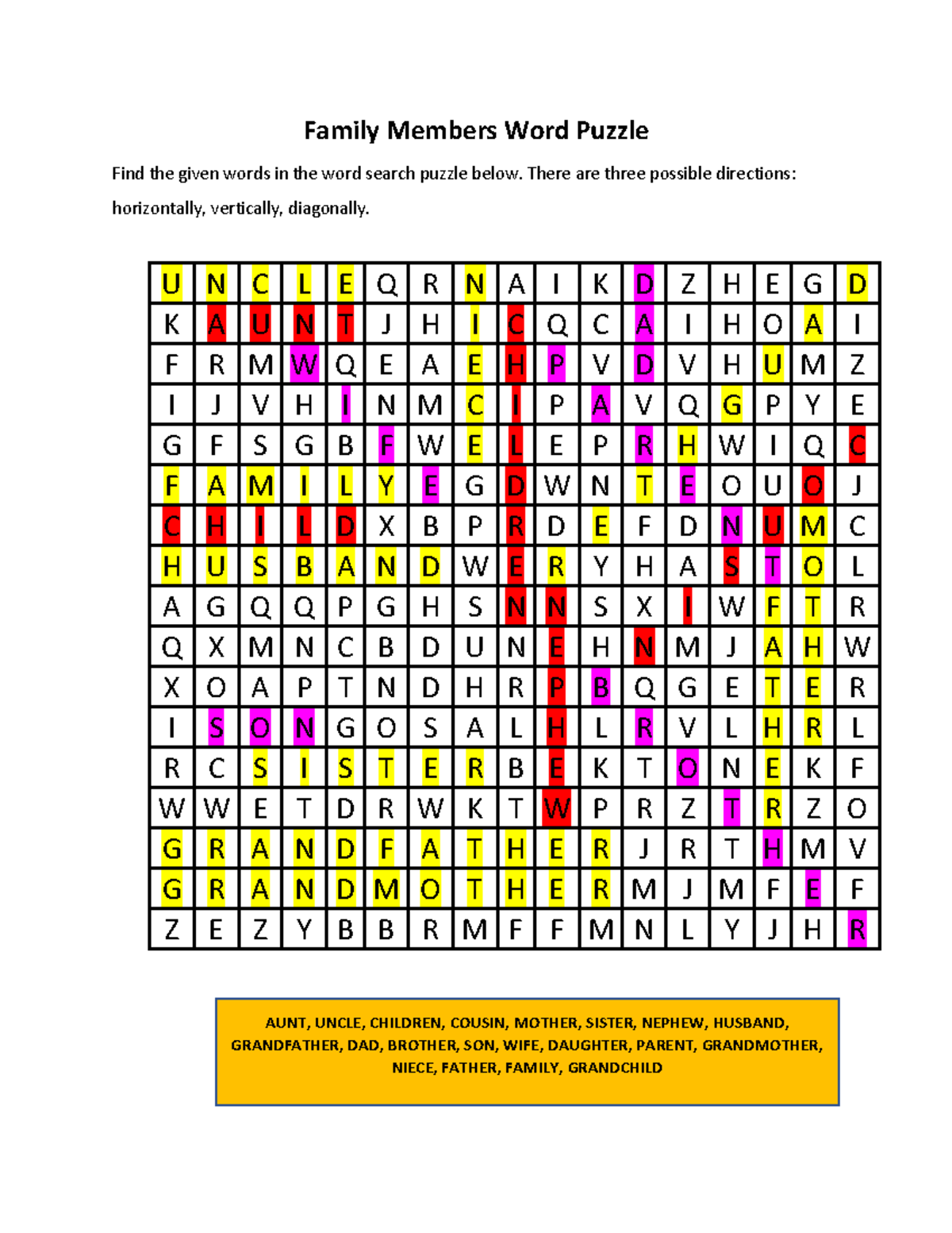 Medina-josselyn-Family Members Word Puzzle homework - Family Members ...