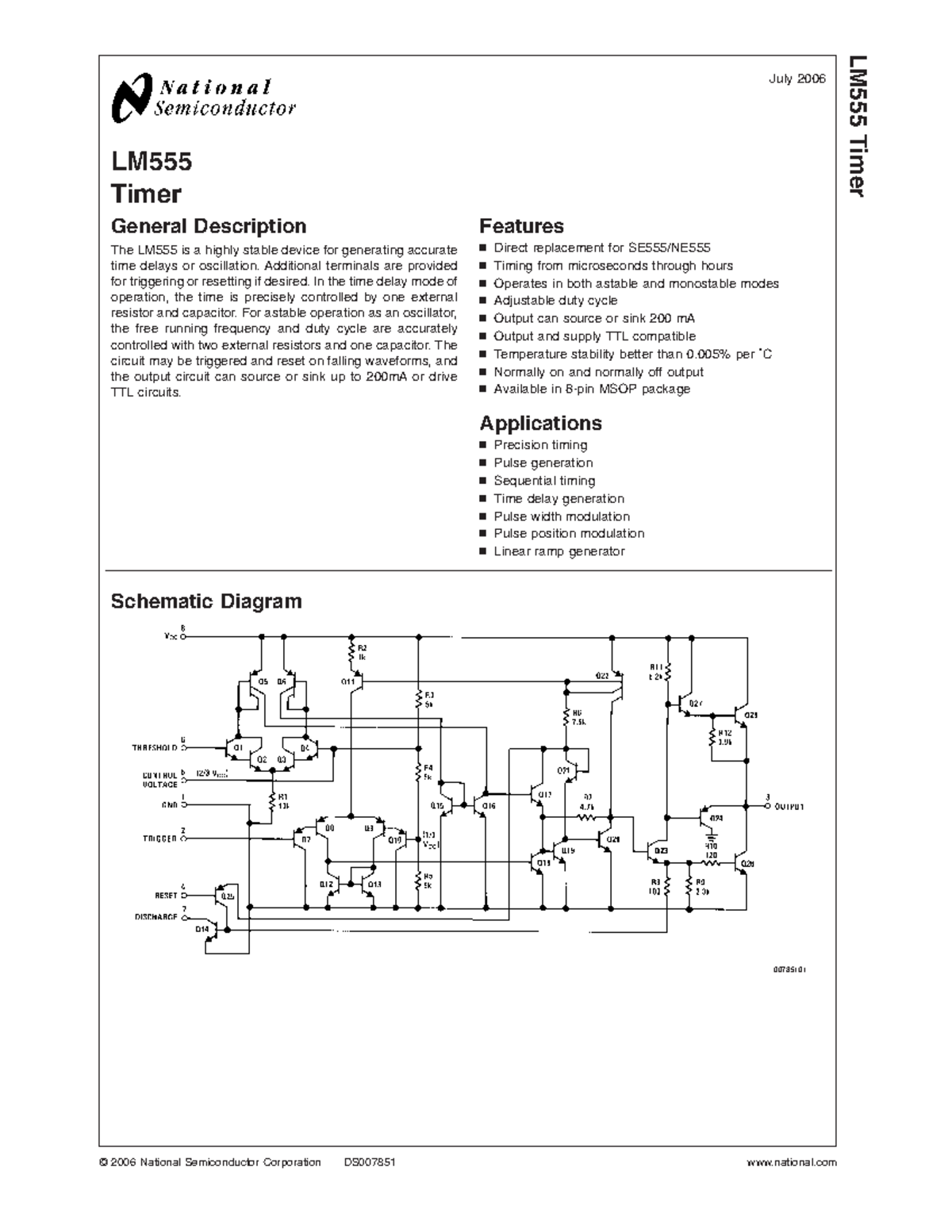 Datasheet 555 - data sheets del circuito 555 - LM Timer General ...