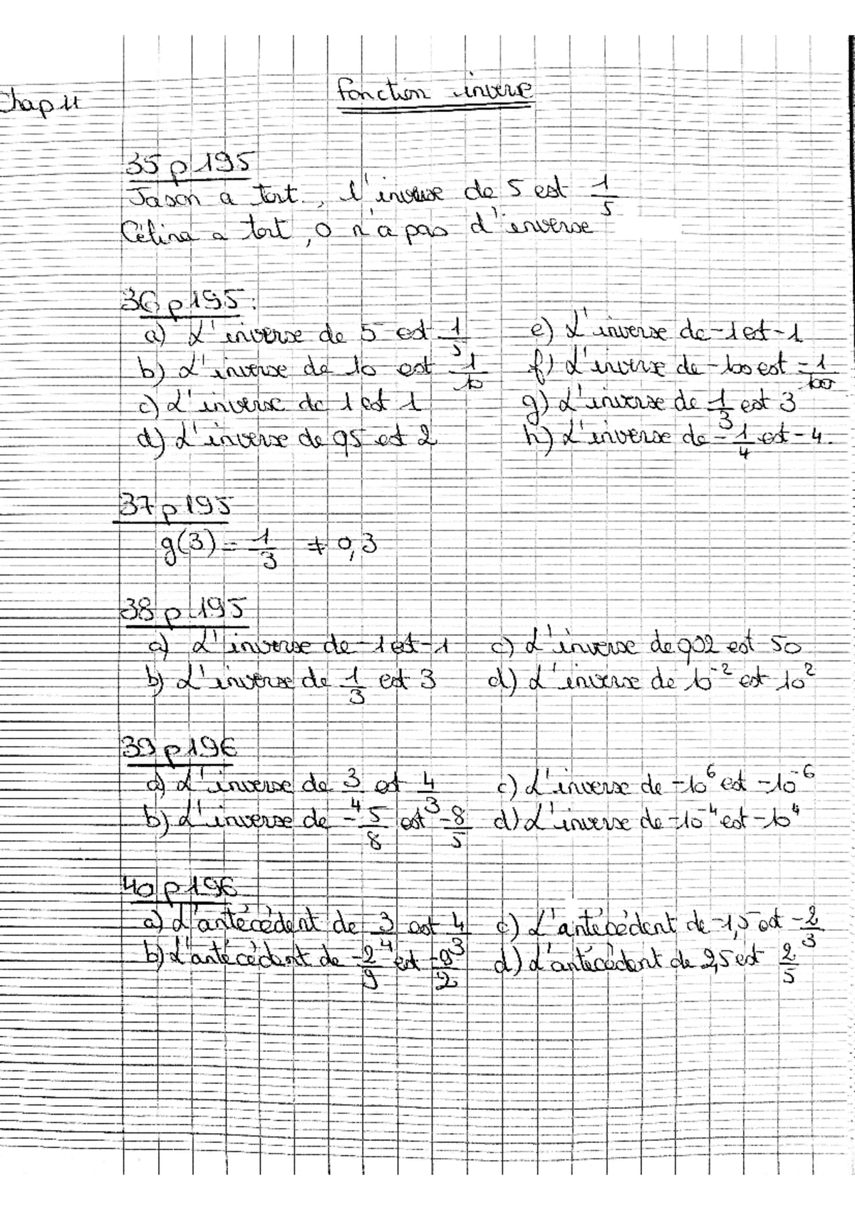 Correction exercices fonction inverse - Mathématiques - Studocu