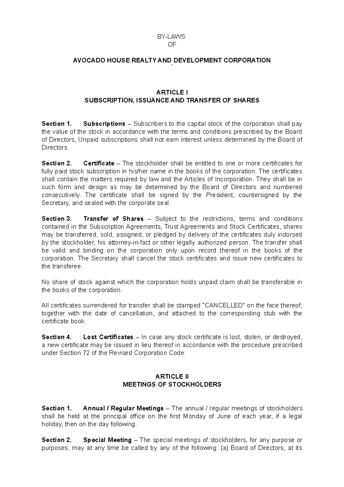 By Laws AHRD Corp - THIS IS A DOCUMENT PREPARED FOR PERSONAL USE - BY ...