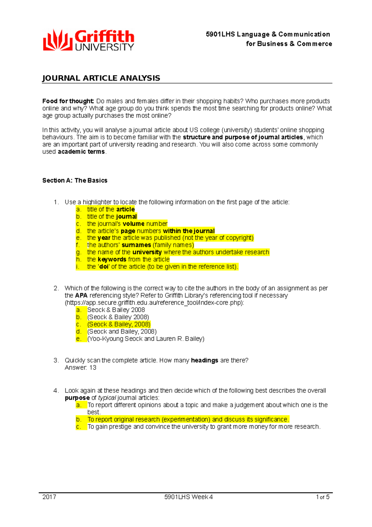 5901LHS Week 4 Journal Article Analysis - for Business & Commerce ...