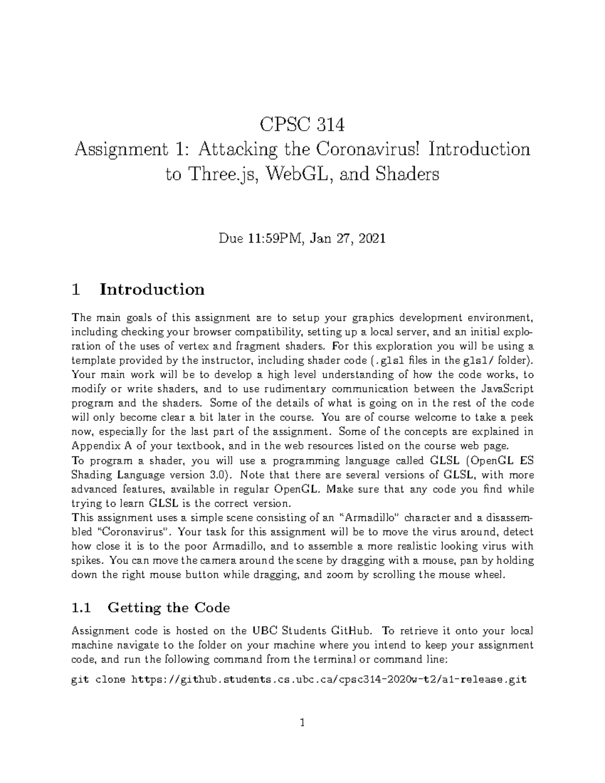 A1 Graphics Assignment CMPT361 - CPSC 314 Assignment 1: Attacking the Coronavirus! Introduction ...