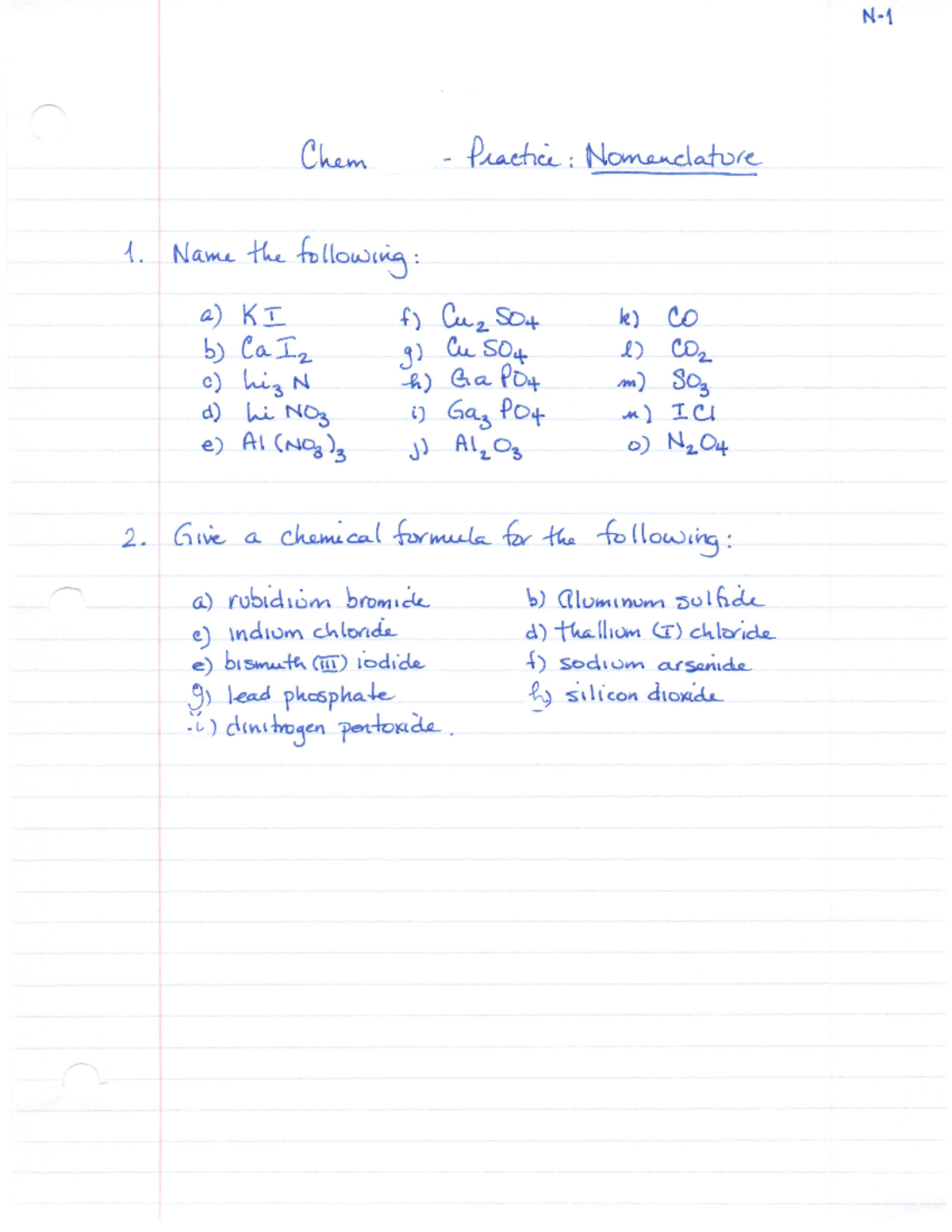 5. Practice Problems Nomenclature - Chem 1101 - Studocu