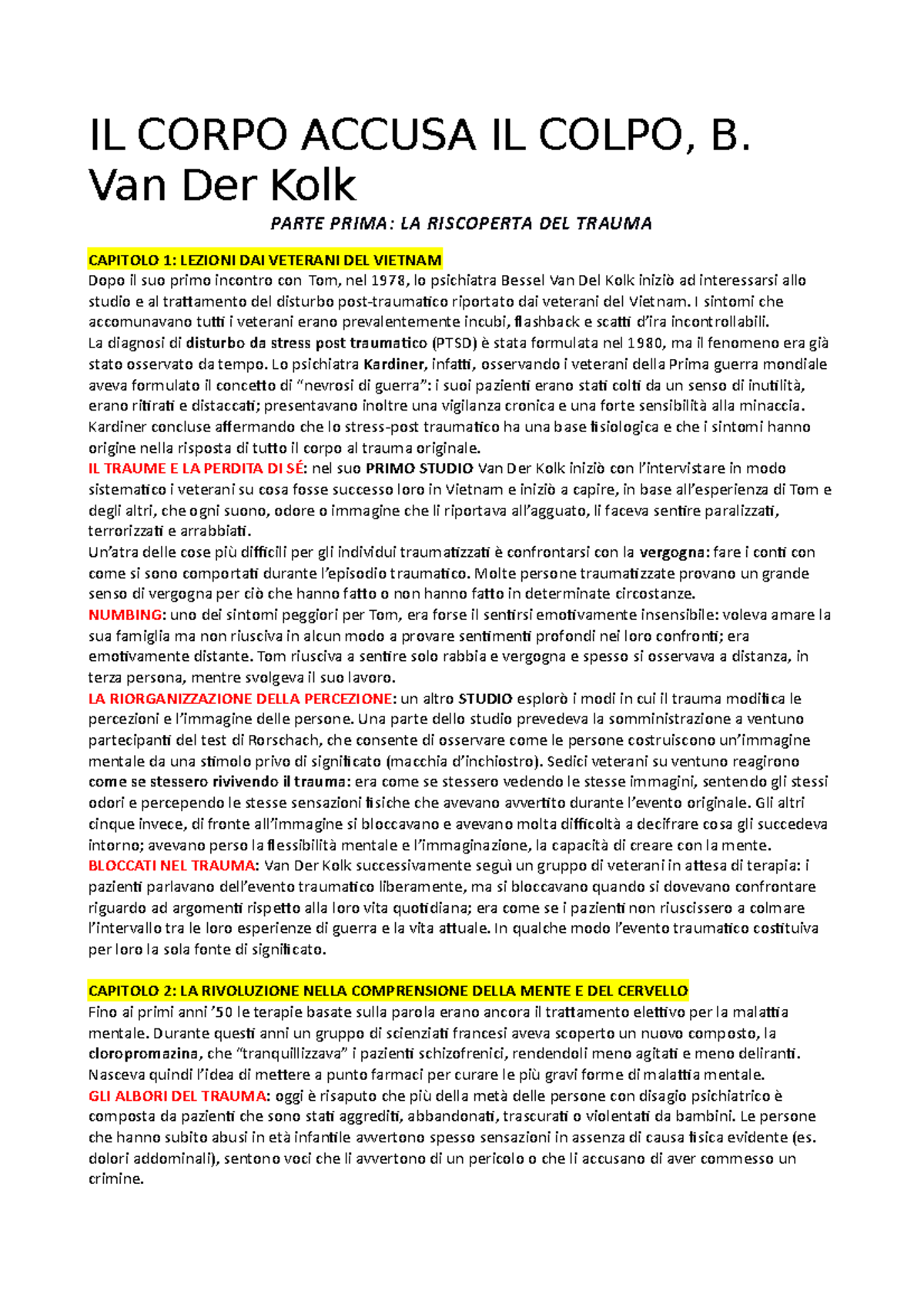 Il corpo accusa il colpo, Van Der Kolk - IL CORPO ACCUSA IL COLPO, B ...