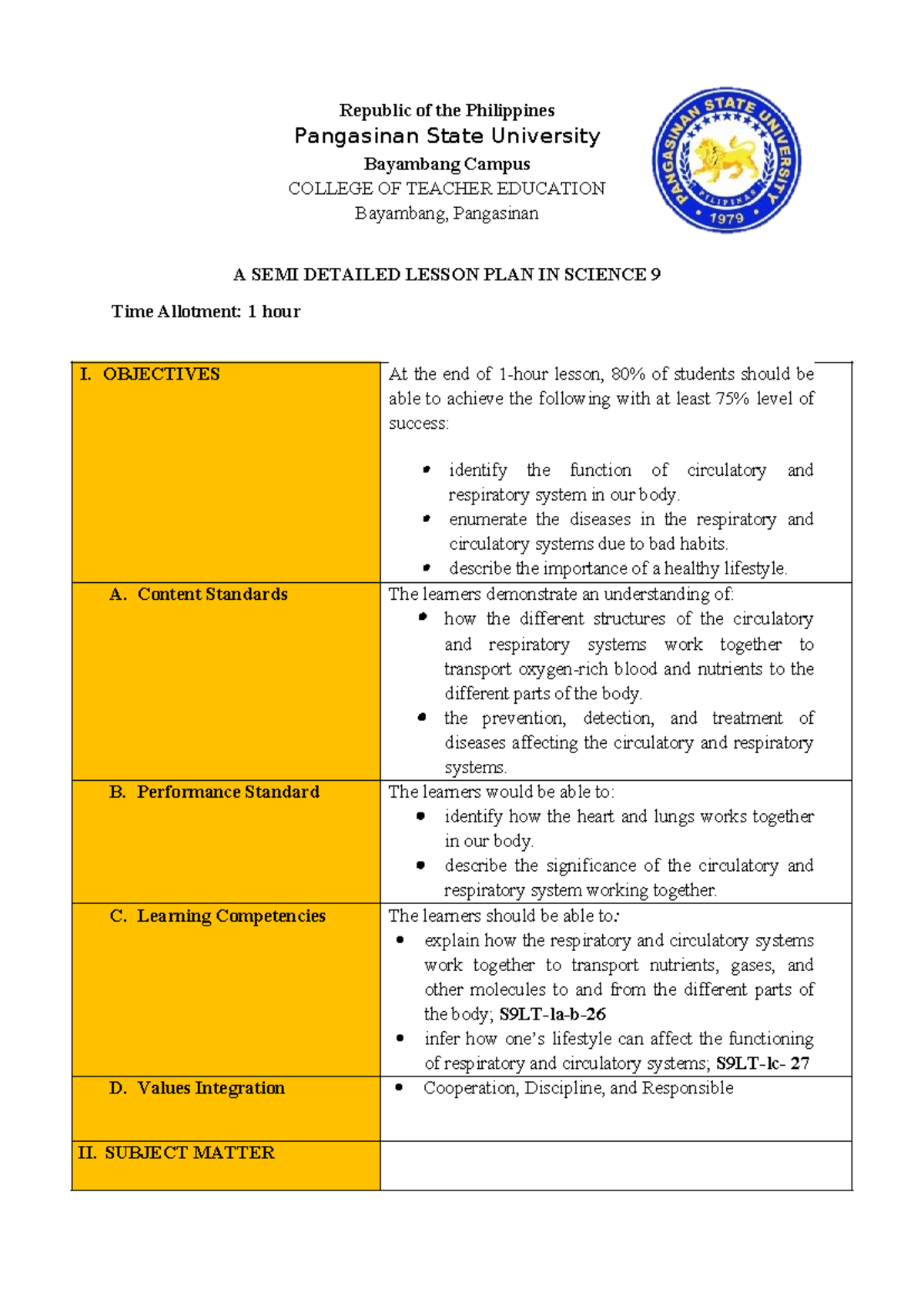 (SEMI Detailed Lesson PLAN) - Republic of the Philippines Pangasinan ...
