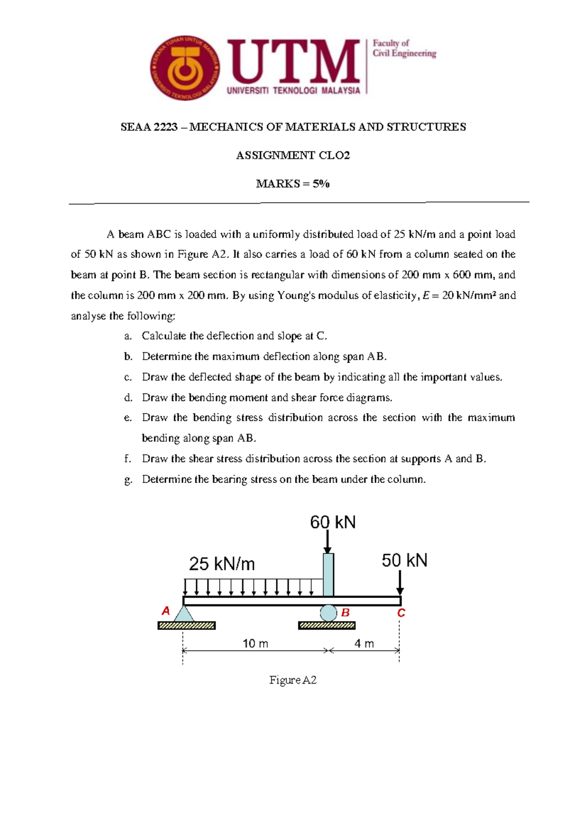 Assignment 02 - Deflection OF BEAM - SEAA 2223 – MECHANICS OF MATERIALS ...