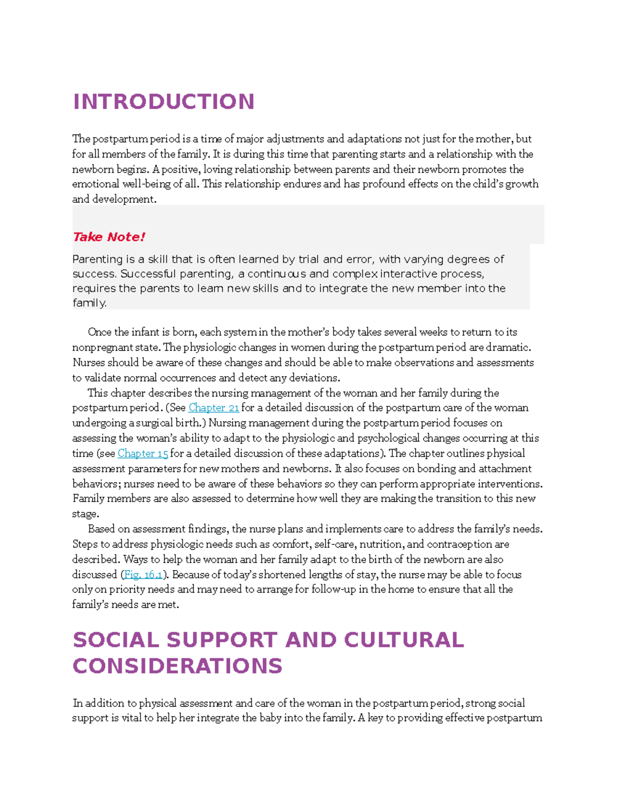 Women s chapter 16 textbook - INTRODUCTION The postpartum period is a ...