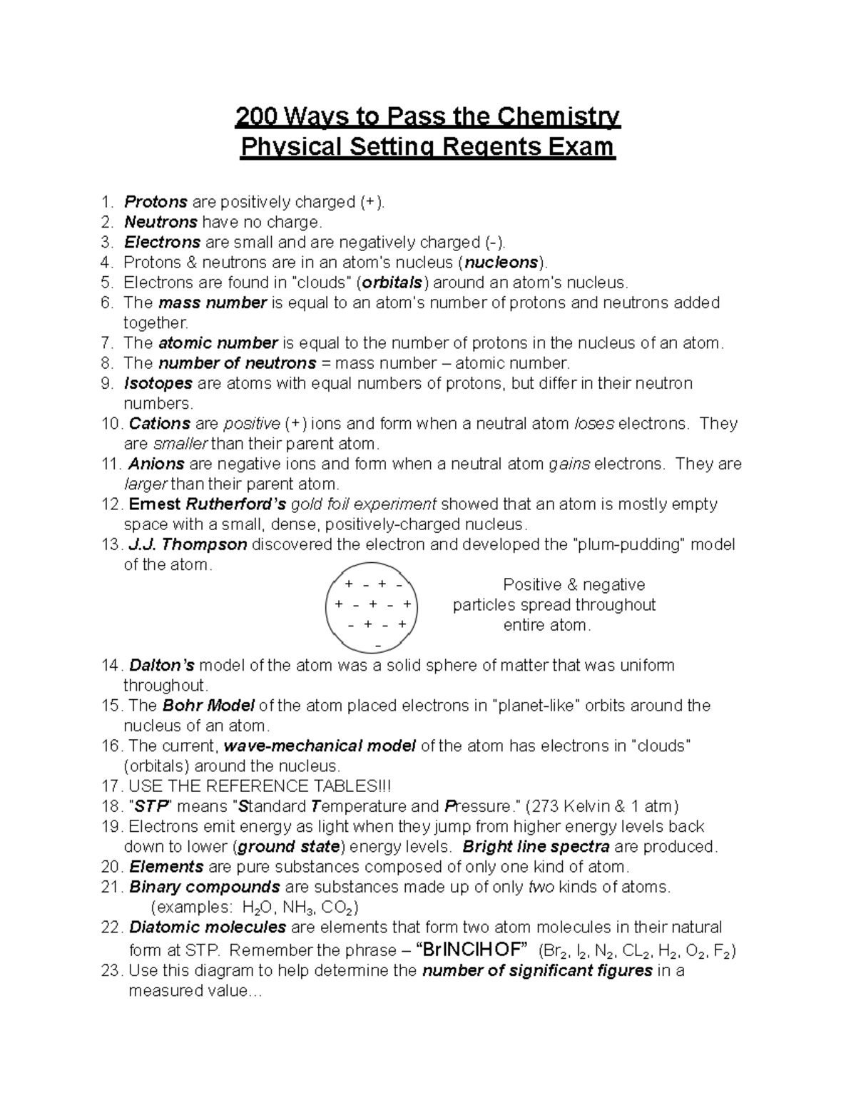200chem - key facts about chemistry - 200 Ways to Pass the Chemistry ...