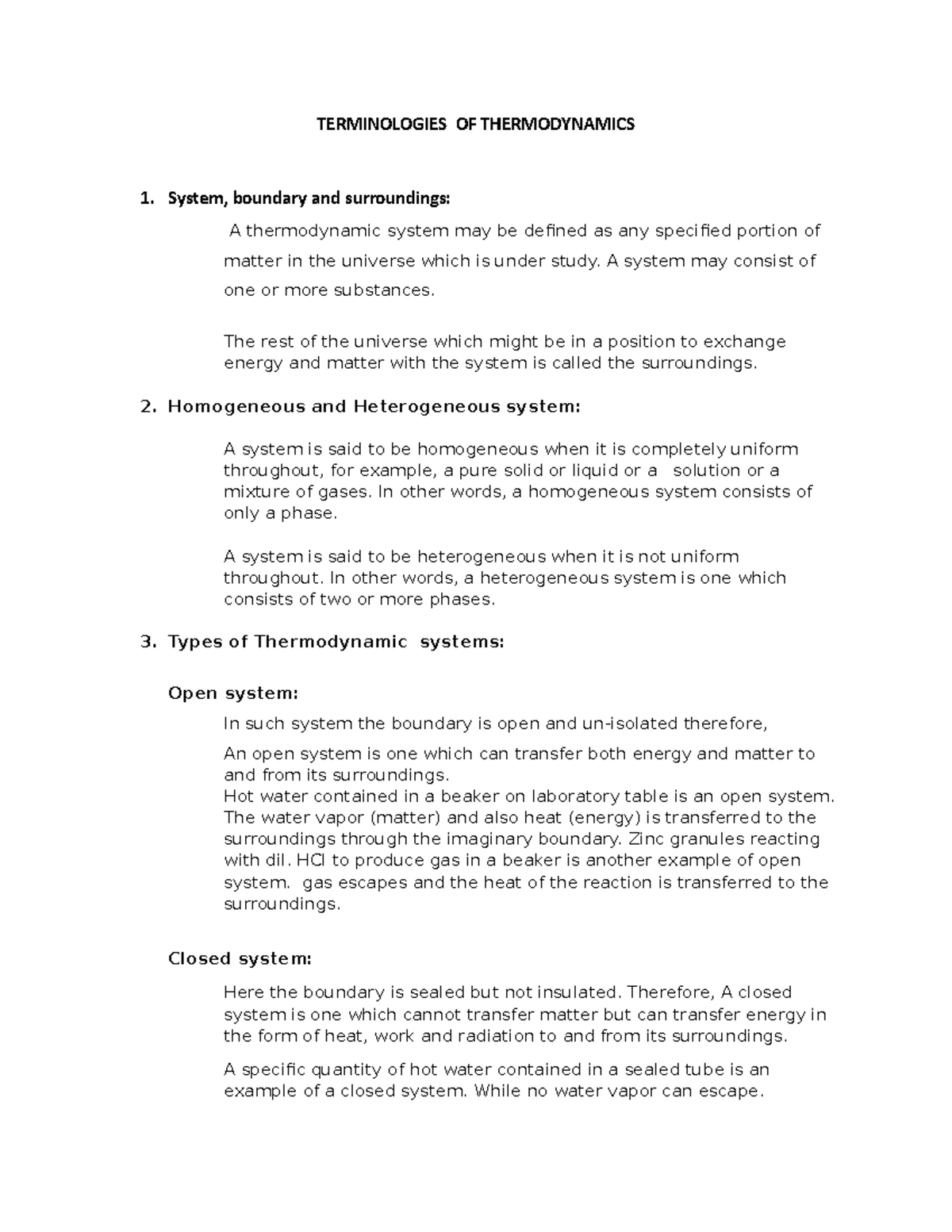 Terminologies OF Thermodynamics - TERMINOLOGIES OF THERMODYNAMICS 1 ...