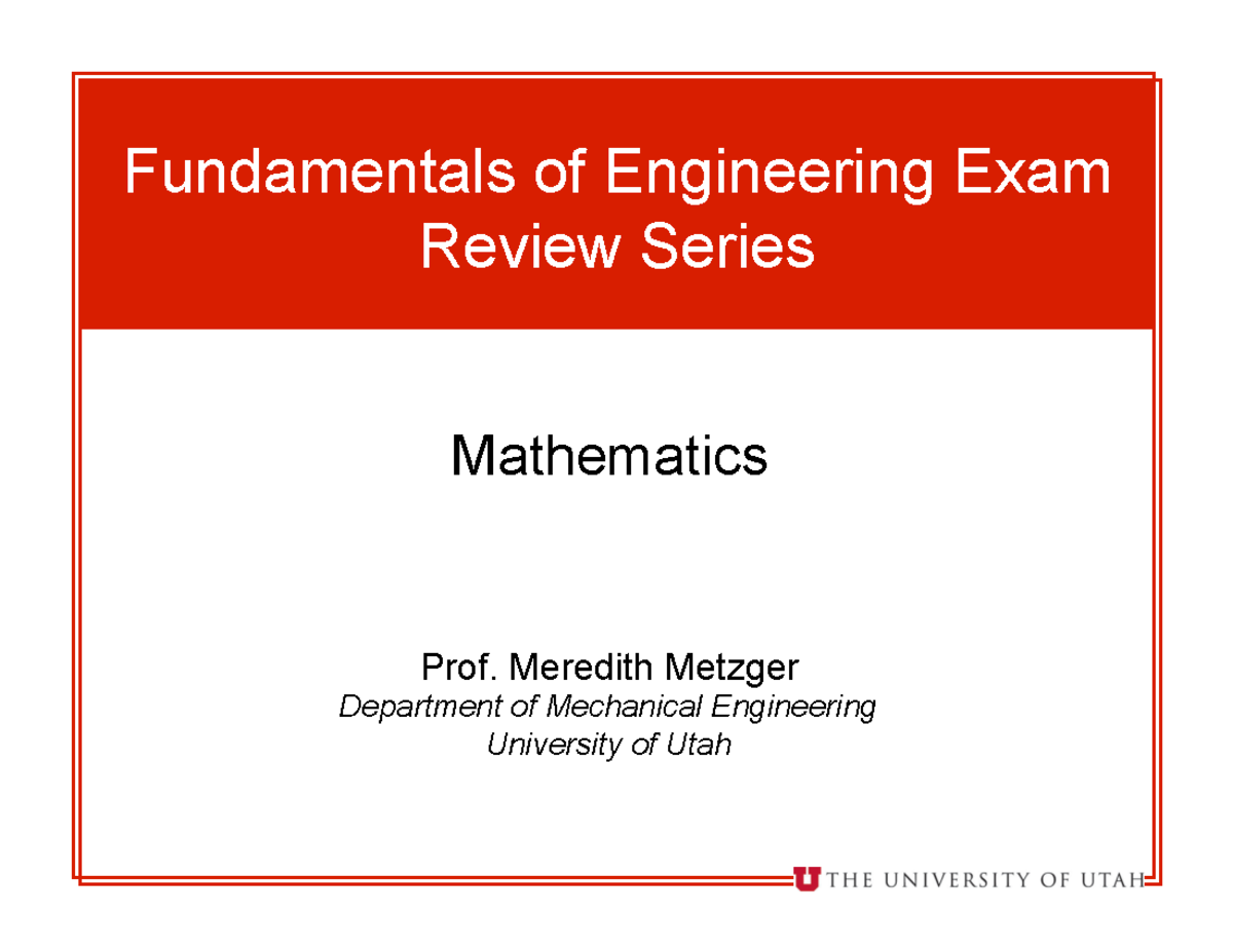 FE Exam Math Review - Learn to this file - Fundamentals of Engineering ...