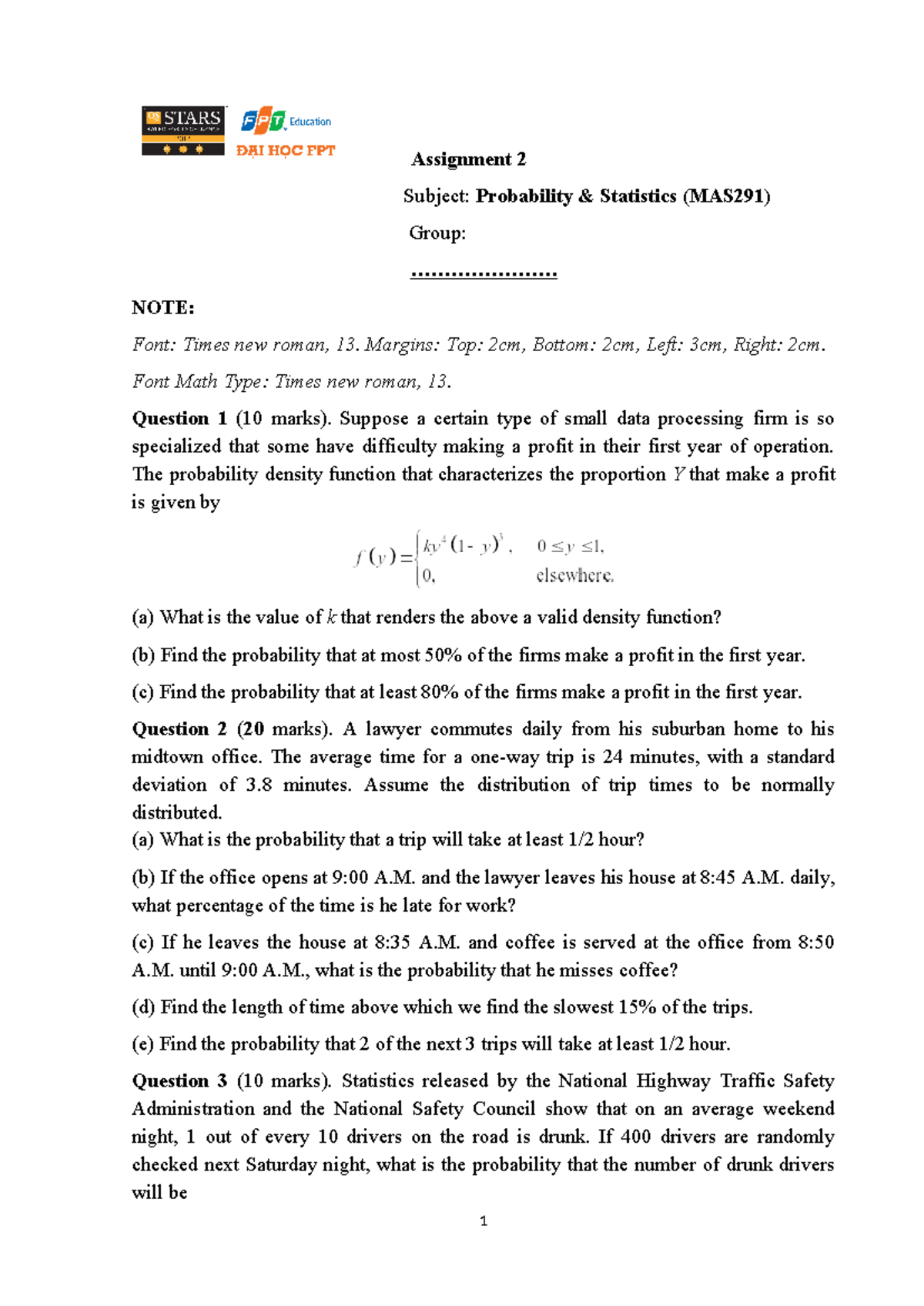 aaaaaaaaaaaaaaaaaaa1111111122a - Assignment 2 Subject: Probability ...