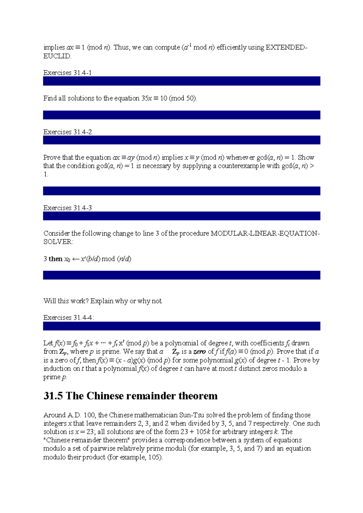 Algorithm Part 7 Number Theoretic Algorithms Chapter 315 Implies Ax ≡ 1 Mod N Thus We 8587