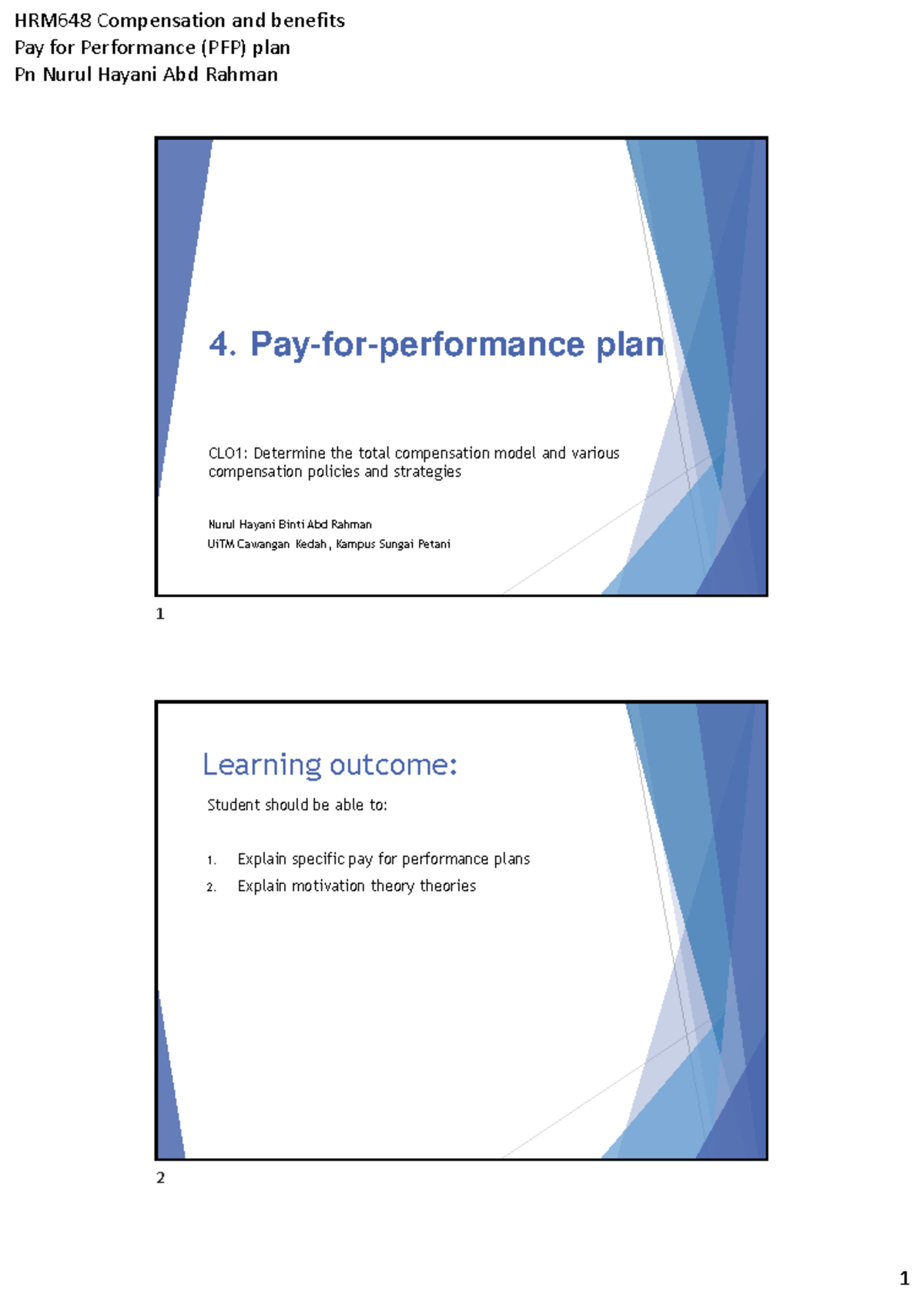 4 Pay for performance plan - Pay for Performance (PFP) plan Pn Nurul ...