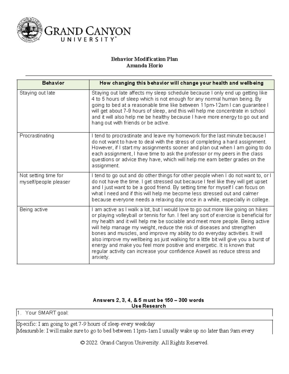Behavior Modification Plan - Behavior Modification Plan Amanda Horio ...