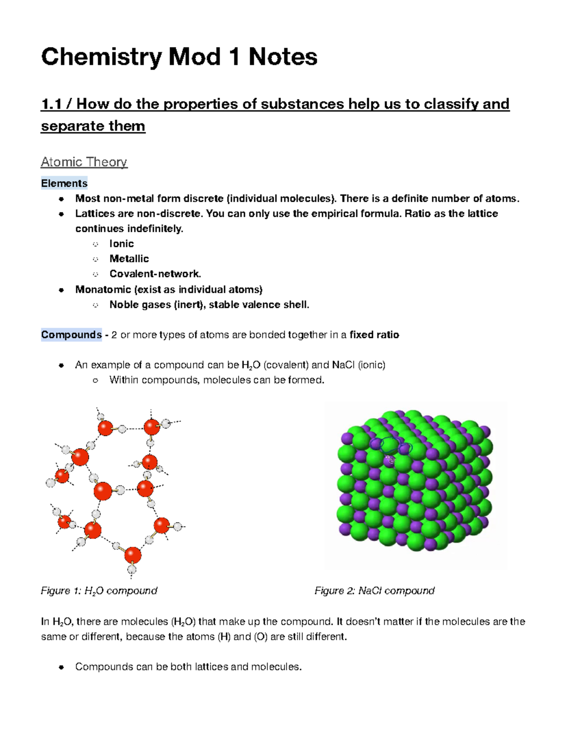 Chemistry MOD 1 Notes - Mod 1 year 11 - Chemistry Mod 1 Notes 1 / How ...