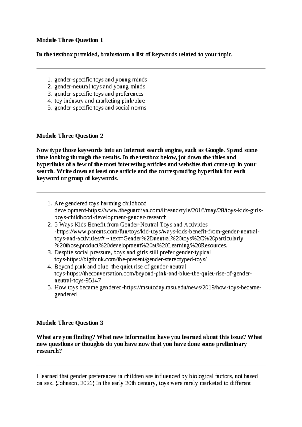 Module 3 Short Response Module Three Question 1 In The Textbox Provided Brainstorm A List Of