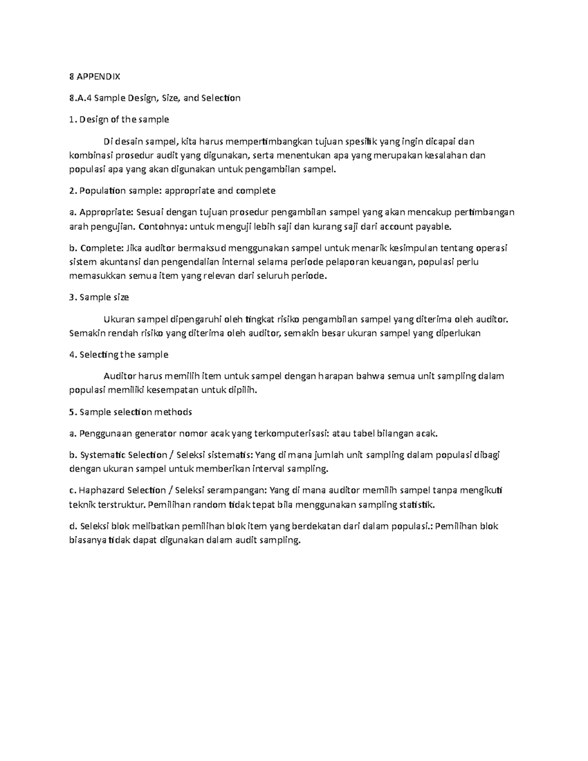 8 Appendix - notes - 8 APPENDIX 8.A Sample Design, Size, and Selection ...