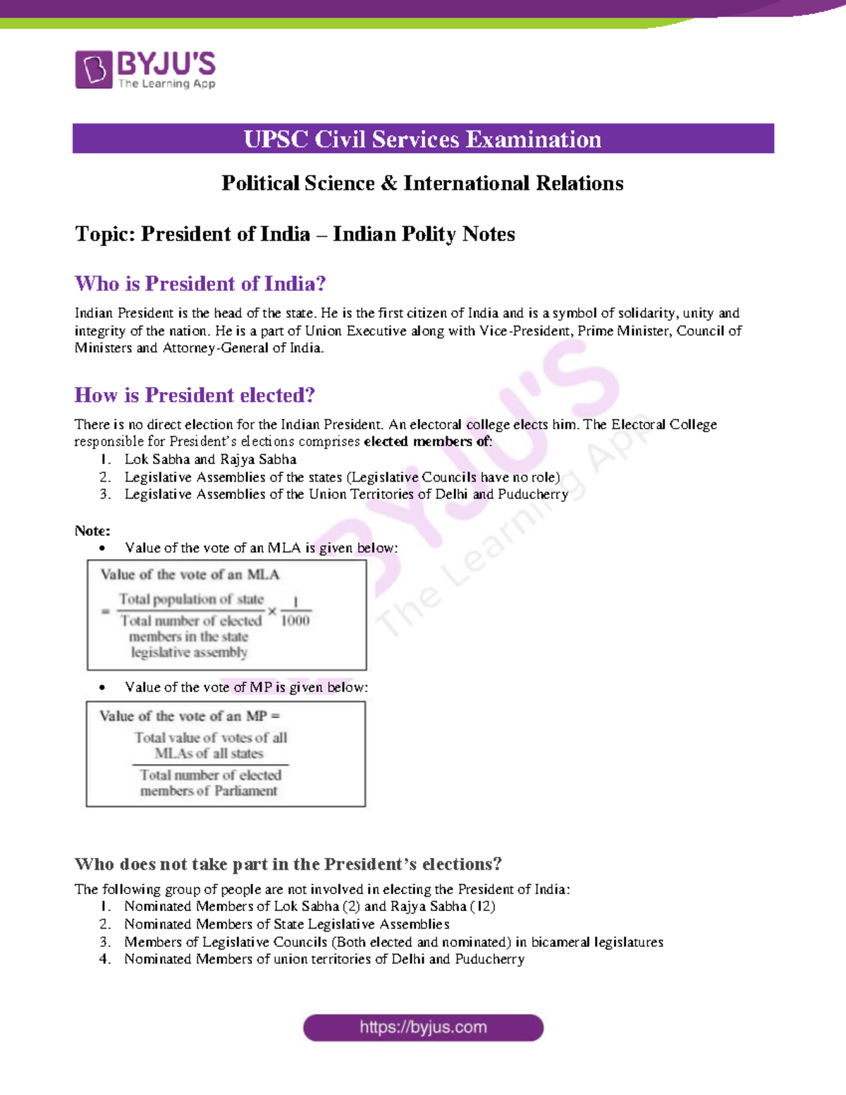 President of India Indian Polity Notes - UPSC Civil Services ...