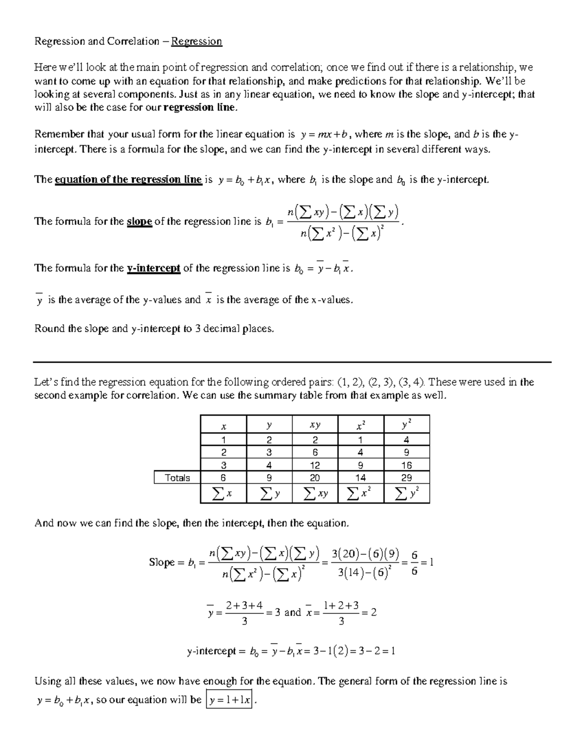 03 regression - Review - Regression and Correlation – Regression Here ...
