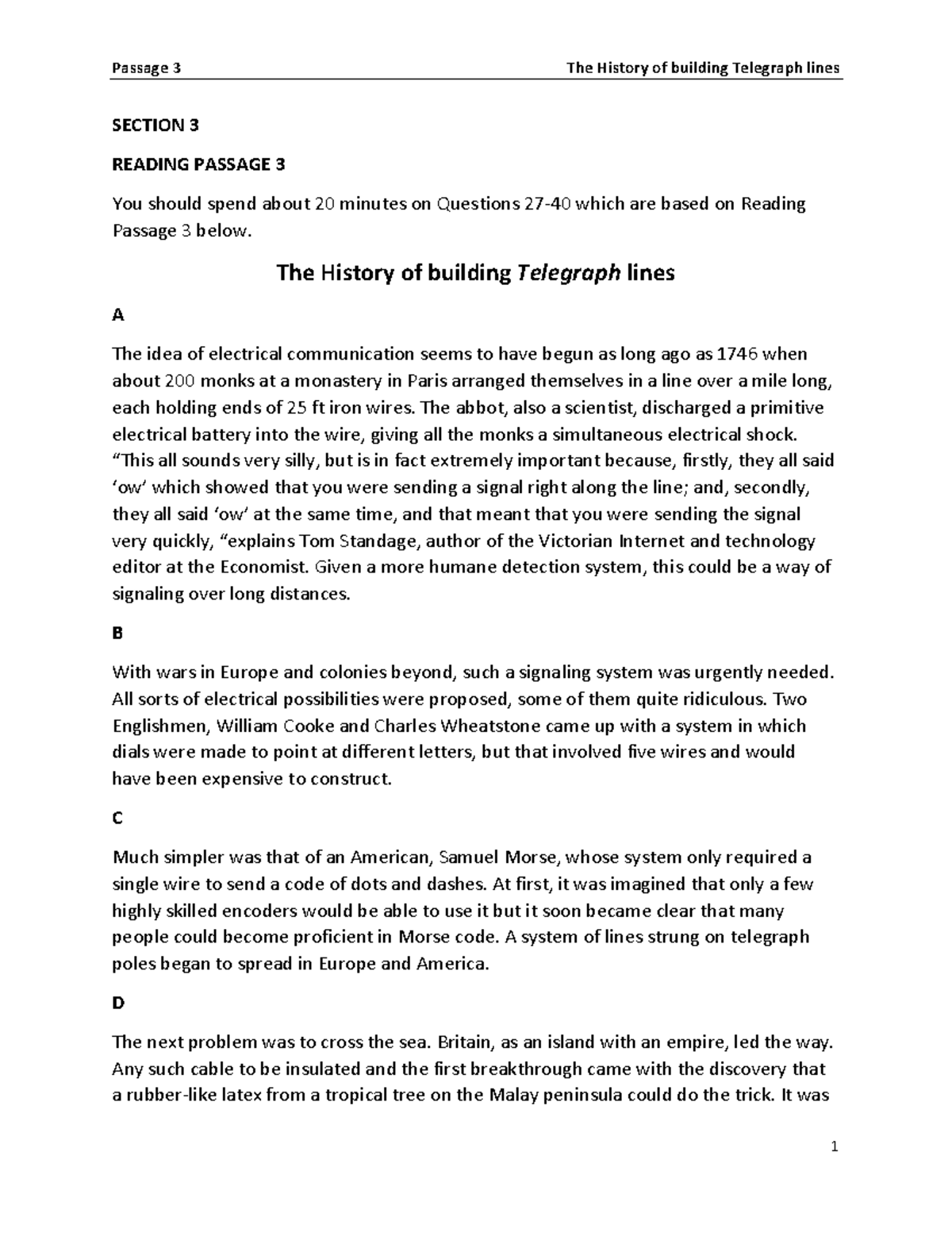 49 Passage 3 The History Of Building Telegraph Lines Q27 40 SECTION 3 49-passage-3-the-history-of-building-telegraph-lines-q27-40-section-3