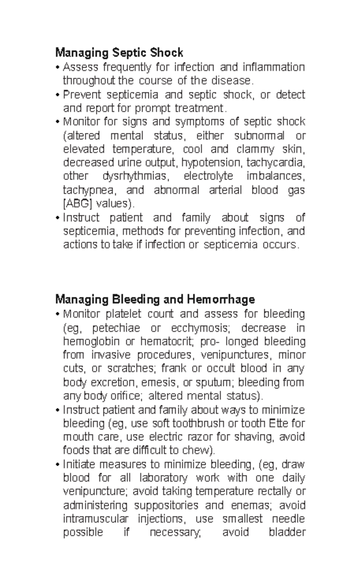 Managing Septic Shock - Managing Septic Shock Assess frequently for ...