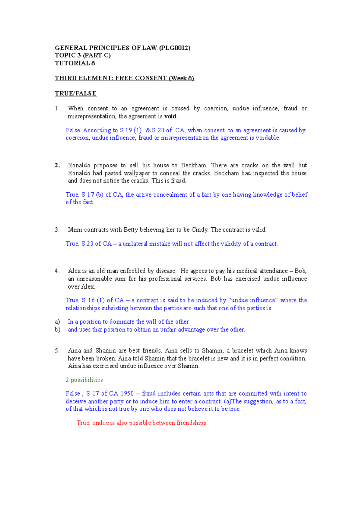 GPOL Tutorial 6- Topic 3 (PART C) - GENERAL PRINCIPLES OF LAW (PLG0012 ...